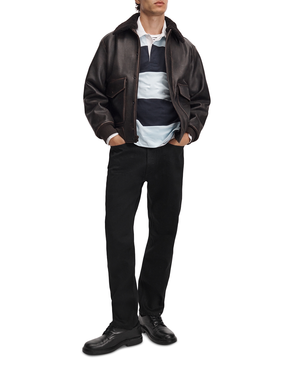 RAG & BONE classic cotton bold stripe rugby polo shirt